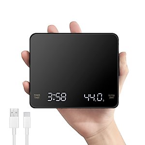 Coffee Scale with Timer, Rechargeable Espresso Coffee Scale, 3kg/0.1g High Precision Digital Coffee Scale, Kitchen Food Scale with Invisible Screen, Measures in g/oz/ml (Black)