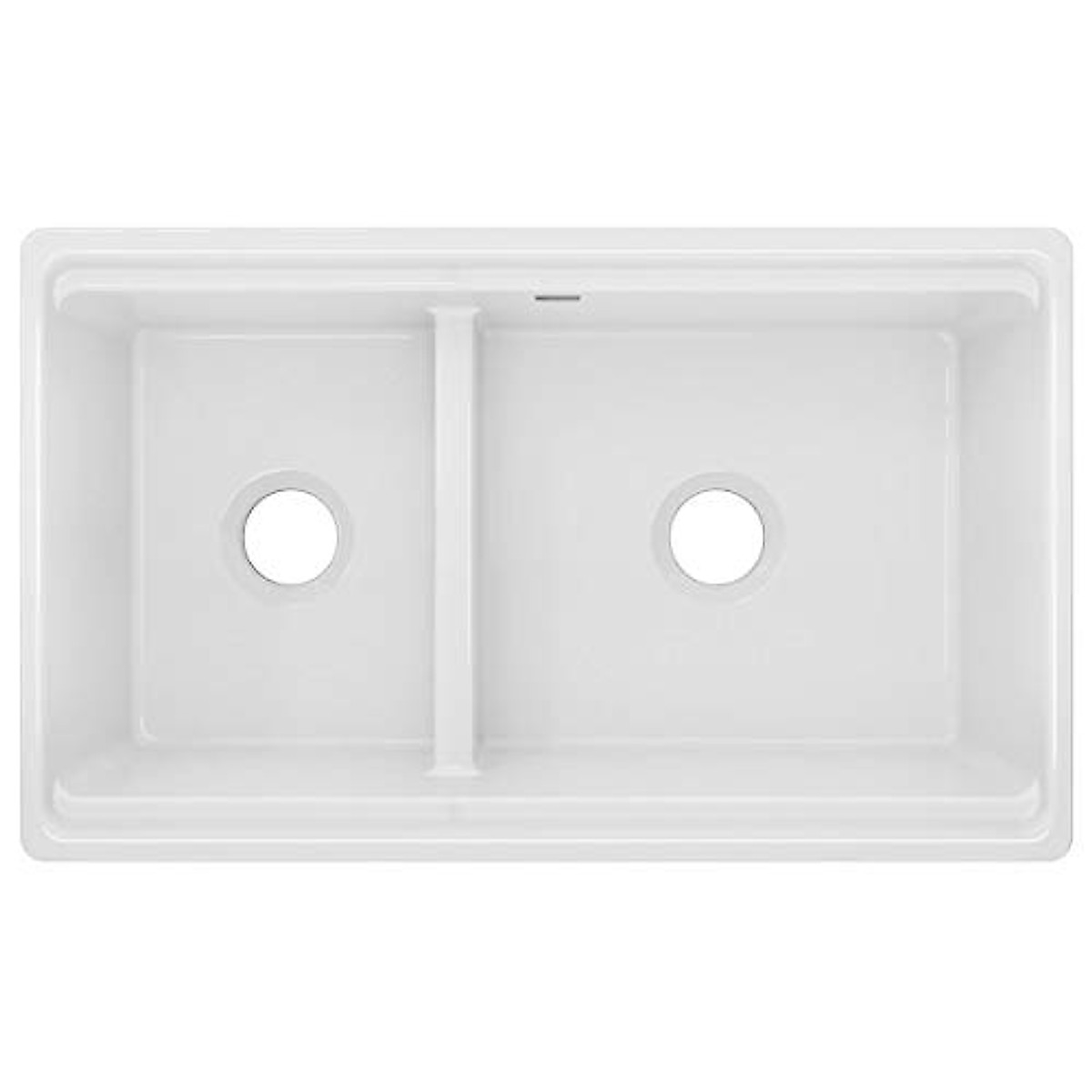 Elkay SWUF3320WH Fireclay 60/40 Double Bowl Farmhouse Sink with Aqua Divide, White