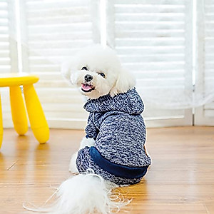 SCENEREAL Dog Onesie for Small Medium Dogs, Reflective Puppy Hoodie with Leash Hole, Cute Warm Winter Coat for Winter, Lightweight Doggie Clothes Outfit for Puppies Cats Halloween Cold