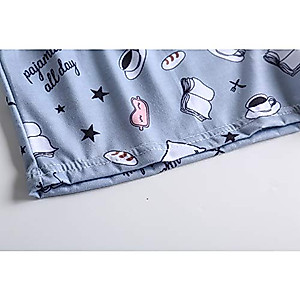 VENTELAN Pajama Set For Women Cute PJS Summer Short Sleeve Shorts Sleepwear M Grey