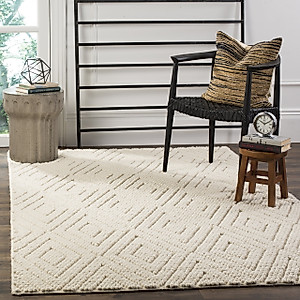 SAFAVIEH Natura Collection Area Rug - 5' x 8', Ivory, Handmade Wool, Ideal for High Traffic Areas in Living Room, Bedroom (NAT623A)