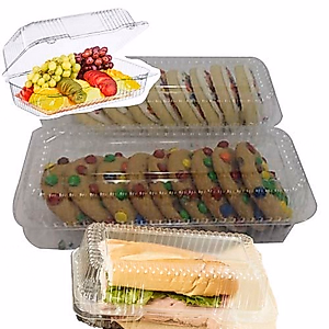 9 x 5 Dessert cake roll container Clear Hinged Lid disposable 9 x 5 great for Loaf Deep Cookies plastic containers disposable donut sandwich clamshell containers for food Takeout Trays (Pack of 25)