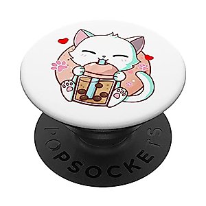 Cat Boba Tea Bubble Tea Kawaii Anime Japanese Neko Girl Teen PopSockets Swappable PopGrip