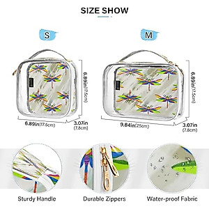 senya Clear Toiletry Bag,Travel Makeup Cosmetic Bag Carry on Airport Airline Compliant Bag Colorful Fluorescent Dragonfly for Women Men