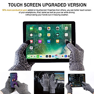 TRENDOUX Winter Gloves, Knit Warm Texting Touch Screen Gloves for Men Women - Anti-Slip - Elastic Cuff - Thermal Soft Lining - Hands Warm in Cold Weather - Light Gray - M