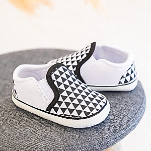 Casazoe Baby Girls Boys Canvas Sneaker Infant Soft Sole Non-Slip Comfort Shoes Newborn Crib Casual Sneaker Austin Boy's Flat Lazy Loafers Moccasins First Walking Skate Shoe