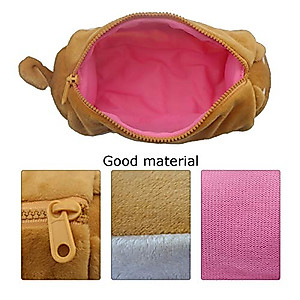 Plush Animal Stationery Cartoon Cute Dog Pencil Case for Women and Cosmetic Bag for Purse 1 Pack Corgi Brown