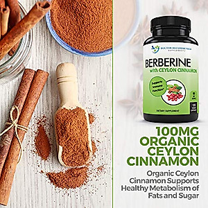 DOCTOR RECOMMENDED SUPPLEMENTS Berberine with Ceylon Cinnamon - 1200mg Berberine & 100mg Organic Ceylon Cinnamon - 120 Veggie Capsules, Healthy Immune System & Gastrointestinal Wellness