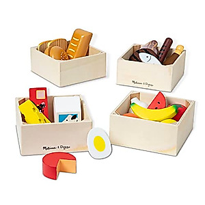 Melissa & Doug Food Groups - 21 Wooden Pieces and 4 Crates, Multi - Play Food Sets For Kids Kitchen, Pretend Food, Toy Food For Toddlers And Kids Ages 3+