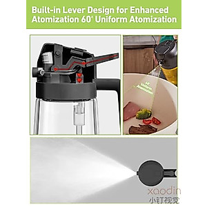 TrObayee 14oz Olive Oil Dispenser for Kitchen -2 in 1 Glass Oil Sprayer and Oil Dispenser,420ml Oil Bottles for Cooking,Air Fryer, Baking,Salad, Frying, BBQ (Black)