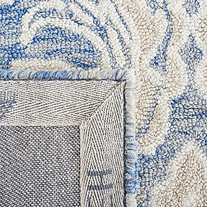 SAFAVIEH Micro-Loop Collection Area Rug - 8' x 10', Blue & Ivory, Handmade Wool, Ideal for High Traffic Areas in Living Room, Bedroom (MLP532M)