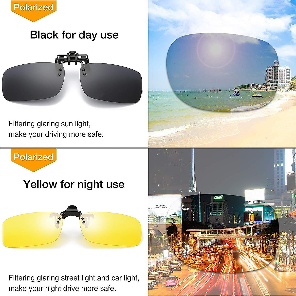 Simida Polarized Clip-on Sunglasses Anti-Glare Driving Glasses for Prescription Glasses