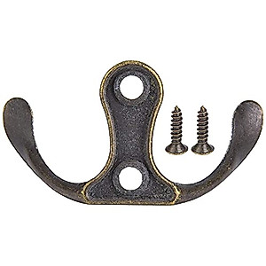 10 Pack Wall Hooks Coat Hooks, Heavy Duty Towel Hook Double Prong Robe Hanger Wall Mounted Coat Rack Retro Utility Hooks for Hanging Towels Clothes Robes Bag Key Cup Hat, Zinc Alloy, Bronze