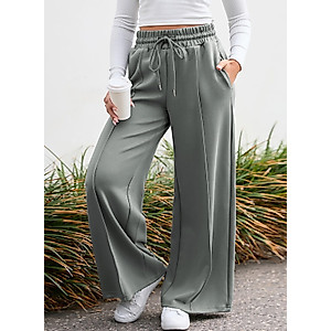 Aleumdr Oversized Relaxed Jogger Pants Casual Baggy Sweatpants High Waisted Drawstring Wide Leg Pants with Pockets Gray Dark Medium