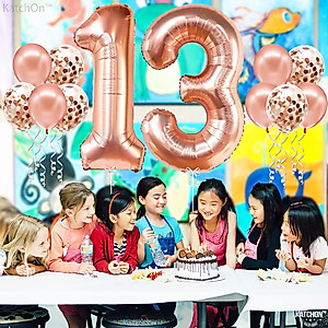 KatchOn, Rose Gold 13 Balloon Numbers - Giant, 40 Inch | 13th Birthday Decorations for Girls | 13 Rose Gold Balloons for 13 Birthday Decorations for Girls | Rose Gold Number 13 Balloons for Birthdays