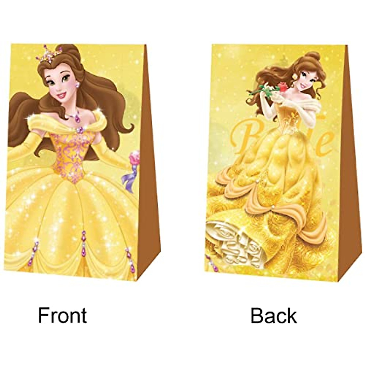 12 Pieces Beauty and the Beast Gift Bags Beauty Princess Party Favors Gift Bags Beauty Beast Princess Themed Candy Bags for Girls Baby Shower Decorations