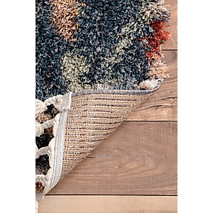 nuLOOM Rosemarie Bohemian Soft Shag Tassel Area Rug, 4' x 6', Blue