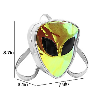 Aibearty Alien Backpack Holographic Triangle Rucksack Casual Bag (Silver 2)
