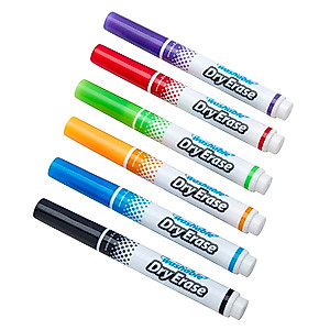 Cra-Z-Art Kids Washable Broadline Dry Erase Markers, 6 Count