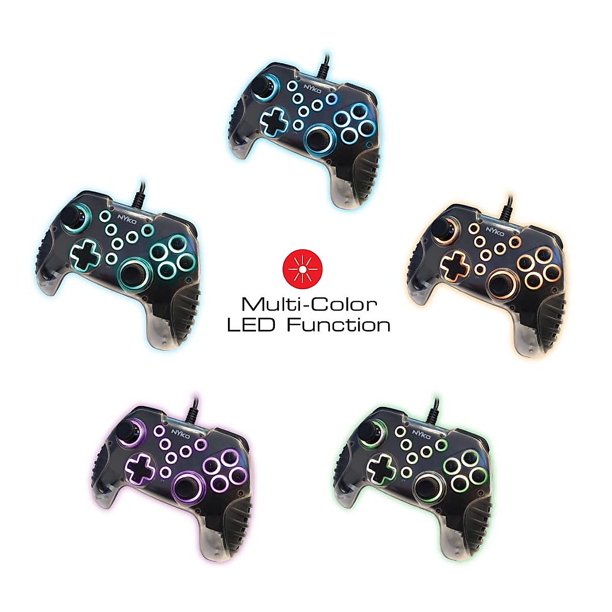 Nyko Air Glow - LED Fan-Cooled Wired Controller for Switch - LED Light Show and Hand Cooling Fan - Wired 10Ft Cable - Nintendo Switch