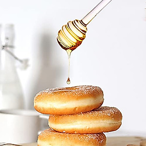 DOKIMIYA Honey Pot Glass Honey Dispenser Jar with Dipper and Lid Cover for Home Kitchen, Clear, 14 Ounces