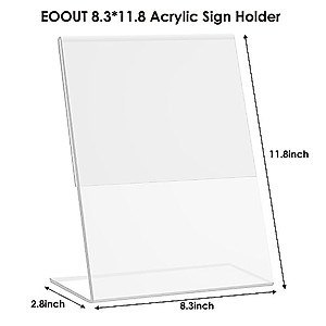 EOOUT Acrylic Sign Holder, A4 Size, 6 Pack, Plastic Flyer Display Holder, Slant Back Clear Paper, Document Menu Table Transparent Stand for Office, Store, Restaurant