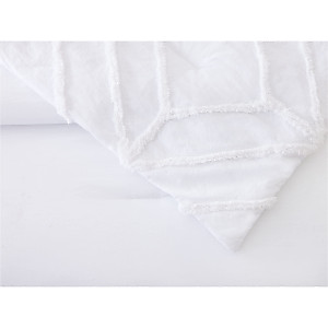 Trina Turk 100% Cotton Tufted Chenille 3-Piece Duvet Set - Full/Queen, White