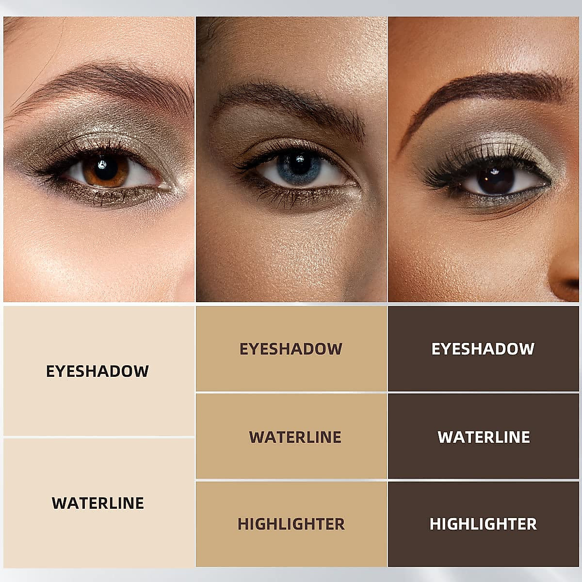 Cream Single Eyeshadow Stick with Blending Brush, Hypoallergenic Eye Shadow Stick Makeup, Pro Waterproof & Long Lasting Eye Brightener Stick, Eyeshadow Pencil Crayon Shimmer #06