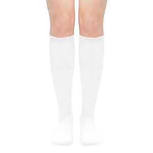 Olreco White Knee High Socks Knee High White Socks Long White Socks White High Socks White Knee Socks for Women High Knee Socks
