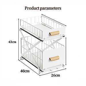 LONONE Under Sink Shelf Rack Metal Under Sink Organizers and Storage 2 Tier Sliding Cabinet Organizer Pull Out Shelves Under Kitchen Sink,White
