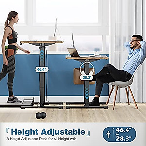 Standing Desk, Electric Height Adjustable Table with Memory Preset, Ergonomic Computer Workstation with T-Shaped Bracket Suitable for Home Office, 40 x 24 Inches, Rustic Brown