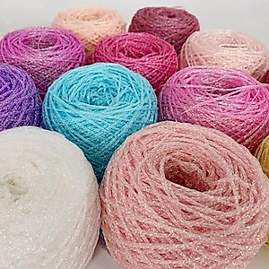50G Crochet Yarn for Hand Knitting Doll Bags Metallic Cotton Thread Yarns DIY Crocheting Accessoris Gold Laser Lines (Color : Blue)