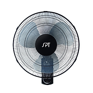SPT SF-16W90 16″ Wall Mount Fan in Black with Remote Control, Oscillation and Timer (Corded Electric)