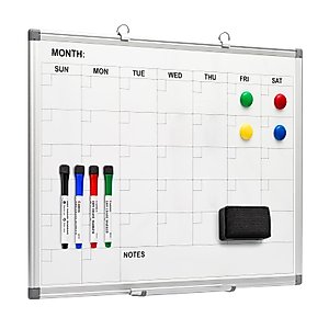 Comix Magnetic Dry Erase Calendar Whiteboard, 24 x 18 Inches Monthly Calendar Dry Erase Board for Wall, Aluminum Frame Planner White Board with Markers, Eraser, Magnets
