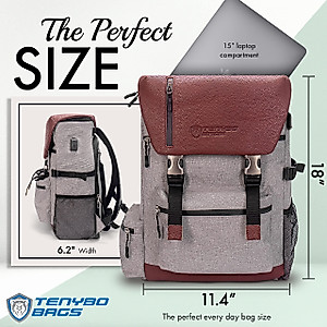 TENYBO Backpack And small Bag With Lock Included - Carbon Lined Bag And Backpack With Laptop Compartment And USB Port (Grey And Brown) Size 17x12 Inches Gift for Him