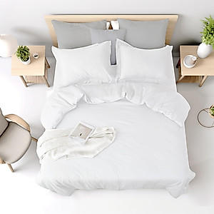 King Duvet Cover Set White 100% Egyptian Cotton ,3Pcs Bedding Set- 1 Duvet Cover(No Insert) with 2 Pillowshams, 400 TC Super Soft Comforter Cover with Corner Ties( King106x90 Inches, White)