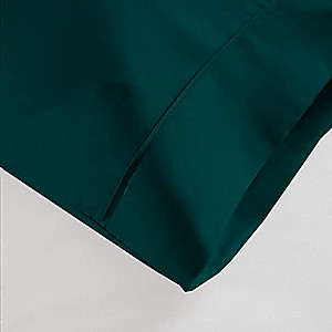 King Size 4 PCs Sheet Set - 400 Thread Count 100% Cotton - Deep Pocket with All Around Elastic on Fitted Sheet - Bedding for King Bed - Teal Green Solid