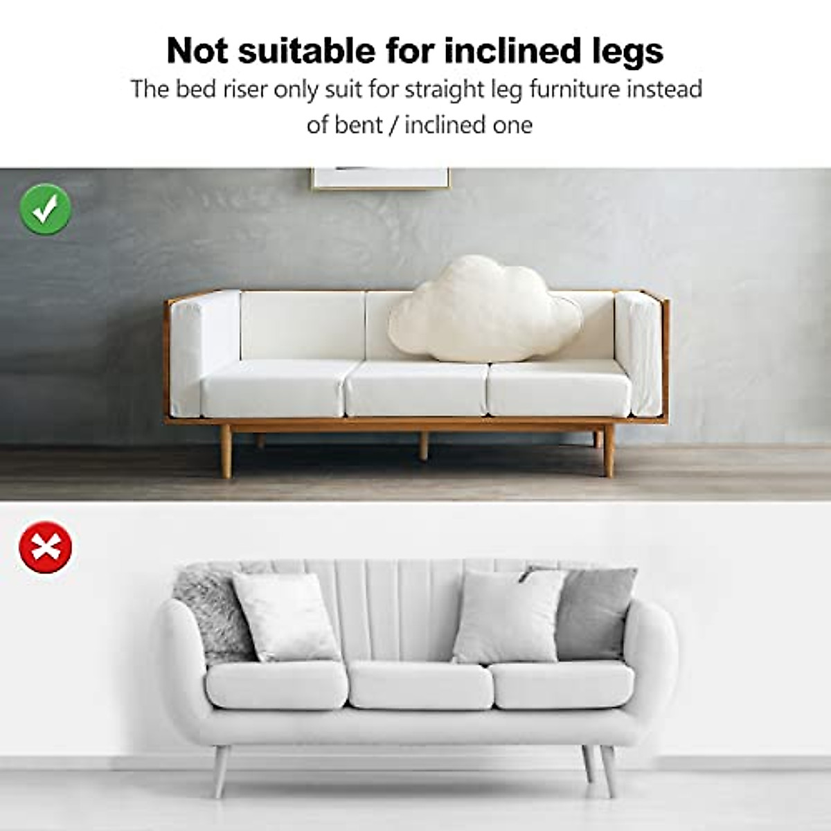 xiskt Bed Risers Adjustable 4 Inch Furniture Risers with Screw Clamp, Heavy Duty Risers for Chair Desk Sofa Tables Couch, Fit Furniture Legs Diameter from 0.8''–1.4'' Lifts up to 20,000 lbs (4 Pack)