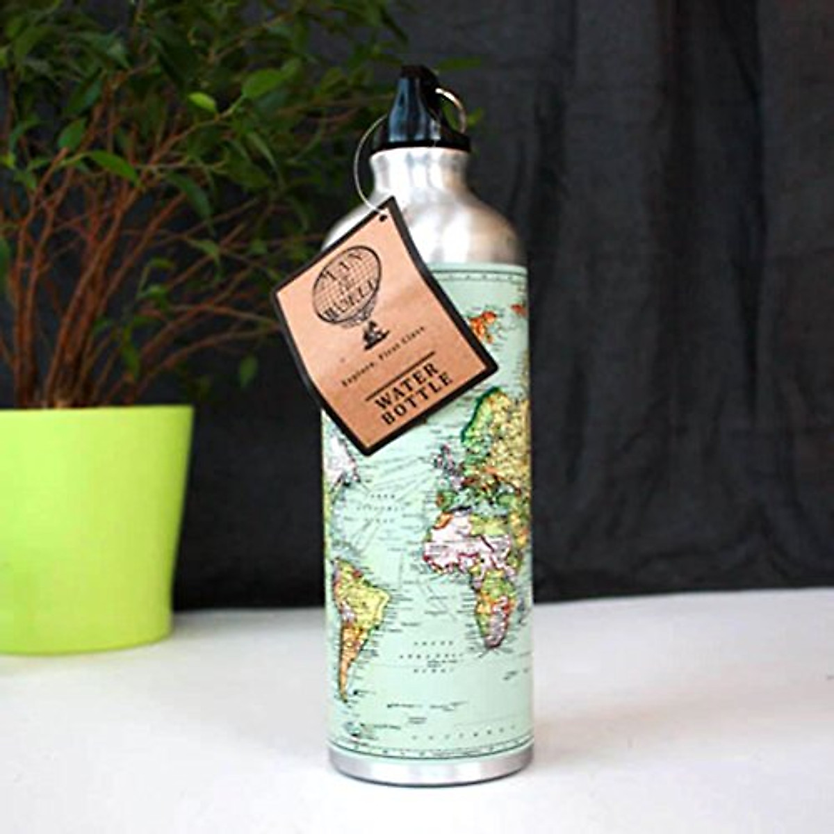 Gift Republic Man of the World Map Water Bottle