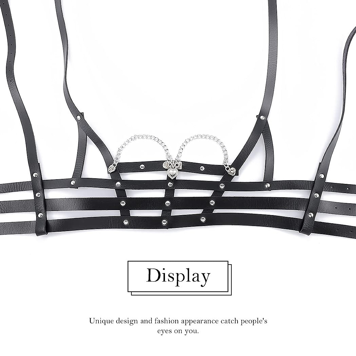 Asooll Punk Leather Waist Belt Black Belly Body Chain Harness Circle Waist Chain Fashion Belly Belts Prom Party Body Chains Body Accessories Jewelry for Women and Girls