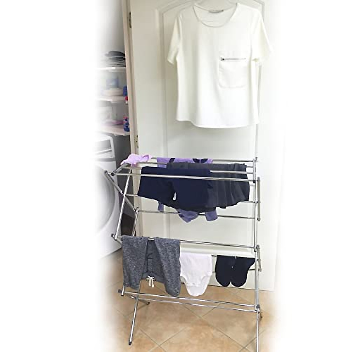 Woolite Foldable Clothes Drying Rack, Collapsible, Compact, Space Saver, Easy Storage, Grey