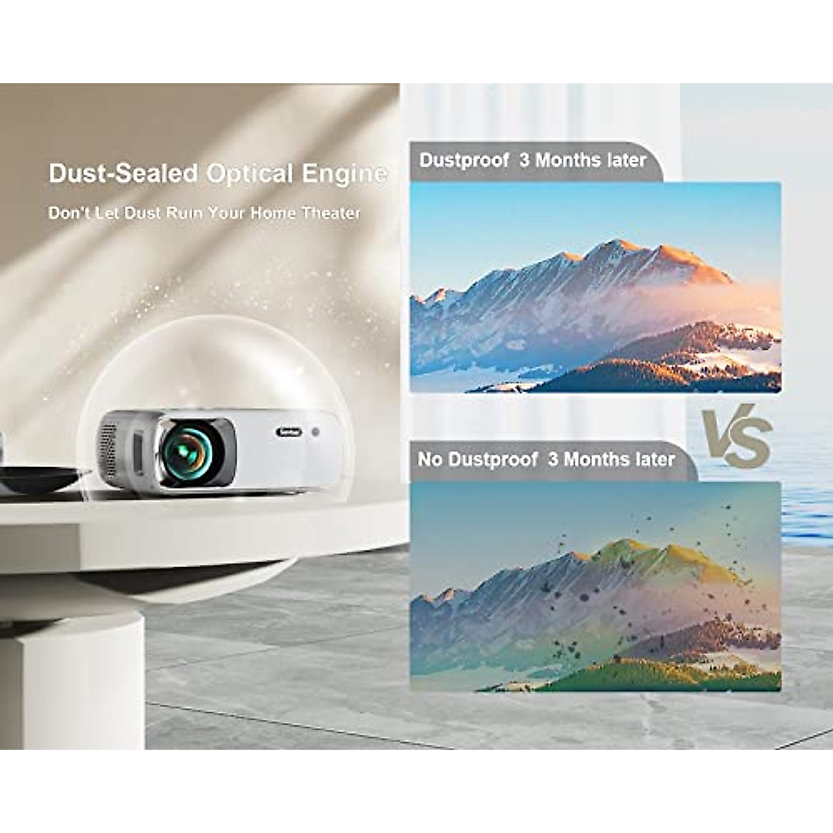 Outdoor Projector 4K with WiFi and Bluetooth: 20000L 600 ANSI Native 1080P Projector, 4D/4P Keystone 450'' & 50% Zoom Sovboi Video Projector, SOI-Smart System Movie Projector for Outdoor/Home Use