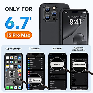 Miracase Designed for iPhone 15 Pro Max Case,[Compatible with MagSafe], [with 2 Pack Screen Protectors],Shockproof Liquid Silicone Case with Microfiber Lining,6.7 inch(Black)