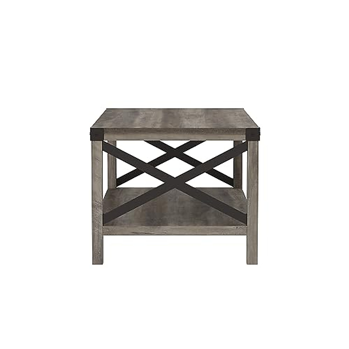 Walker Edison Sedalia Modern Farmhouse Metal X Coffee Table, 40 Inch, Grey Wash