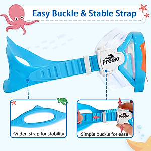 Freela Goggles Swim Goggles Swimming Goggles for Kids 6-14 4-7 8-12 Kids Swim Goggles with Nose Cover Snorkel Mask Snorkeling Gear Diving Dive Mask Youth Girls Boys Junior Water Pool Beach Open Water