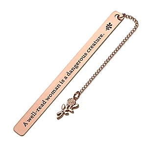 Bookmark Gift for Woman Book Lovers Inspirational Graduation Birthday Valentine Gift for Female Friends Wife Teen Girls Daughter Mom Teacher Christmas Bookmark Gift for Coworker Boss Lady Rose Gold