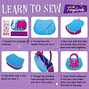 Toylink First Sewing Kit for Kids Beginners Arts Crafts for Girls Ages 4 5 6 7 8 Learn to Sew Unicorn Purse Bags Picture Frame Pen Holder DIY Felt Craft Kits Toddler Gifts