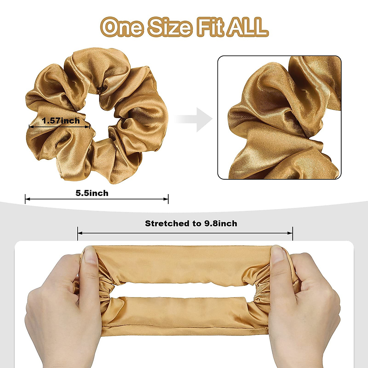 6 Pack Satin Hair Scrunchies, Kuaima Satin Hair Ties for Women Girls Soft Scrunchies for Frizz Prevention Hair Accessories Gift