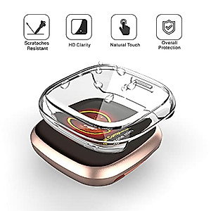 GHIJKL 8 Pack Case Compatible with Fitbit Versa 3 / Sense Screen Protector, Ultra Slim TPU Plated Cover Anti-Scratch Shockproof All Around Bumper Shell Accessories for Fitbit Sense/Versa 3 Smartwatch