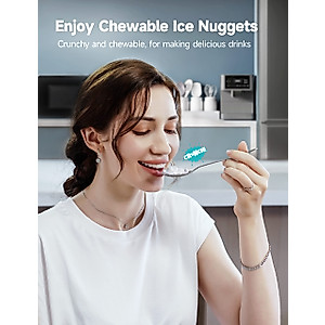 HiCOZY Dual-Mode Nugget Ice Maker Countertop, Compact Crushed Ice Maker, Produce Ice in 5 Mins, 55LB Per Day, Self-Cleaning and Automatic Water Refill (Black)
